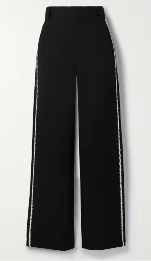 DIOTIMA Thirds Embroidered Wool-twill Straight-leg Pants