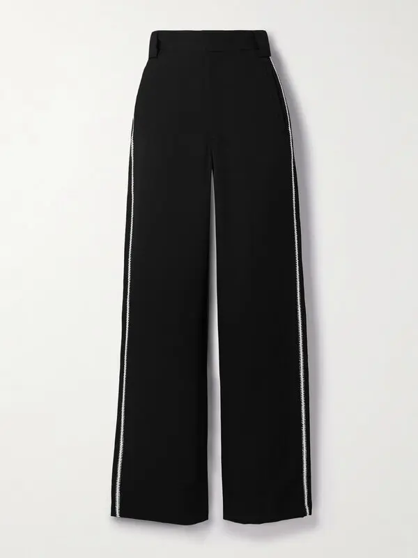 DIOTIMA Thirds Embroidered Wool-twill Straight-leg Pants