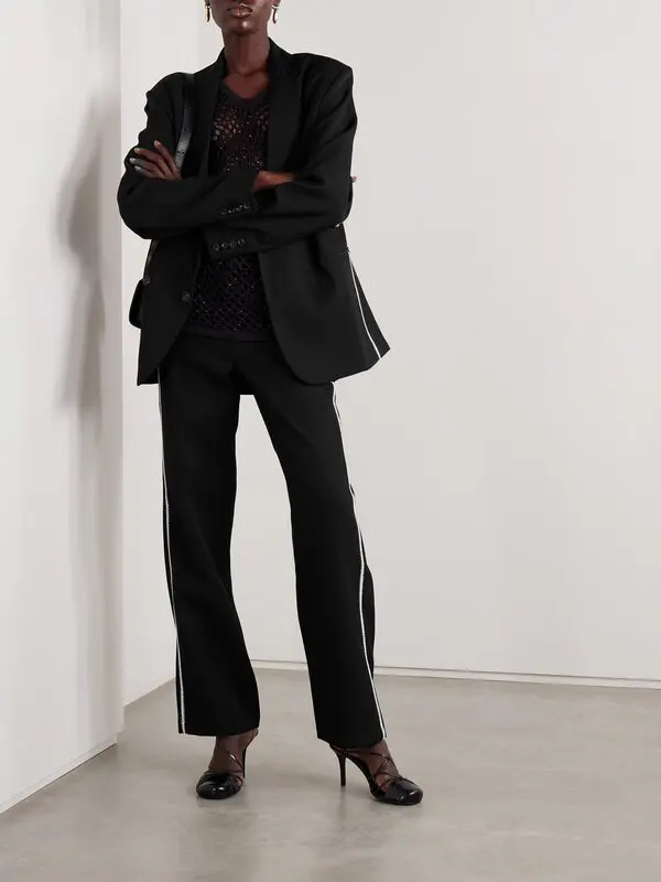 DIOTIMA Thirds Embroidered Wool-twill Straight-leg Pants