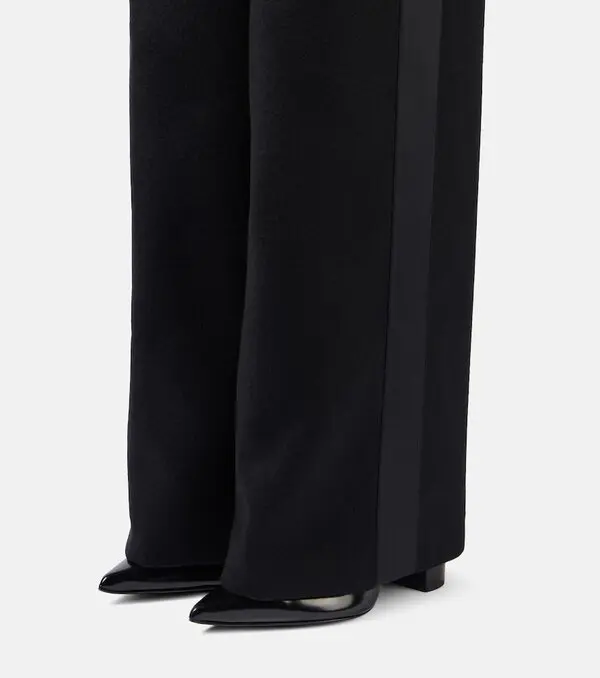Sacai Leather-trimmed Melton Knee-high Boots
