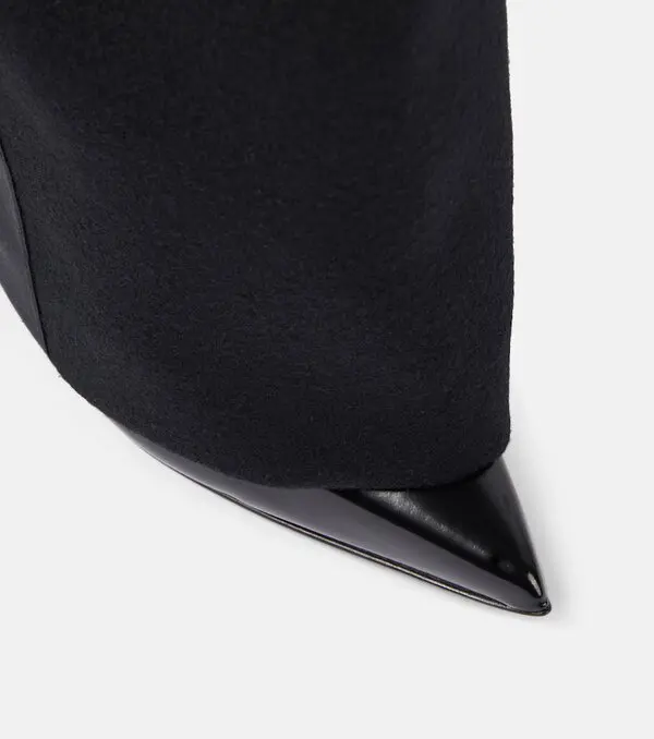 Sacai Leather-trimmed Melton Knee-high Boots