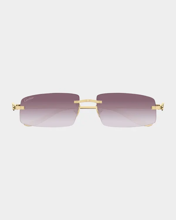 Cartier PanthèRe Rimless Rectangle Sunglasses Purple Lens