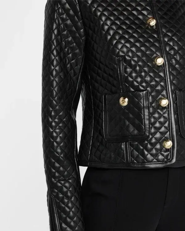 Cinq À Sept Brooke Quilted Vegan Leather Jacket - Black