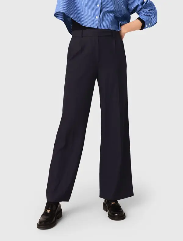 Maje Wide-leg Tailored Suit Trousers - Black
