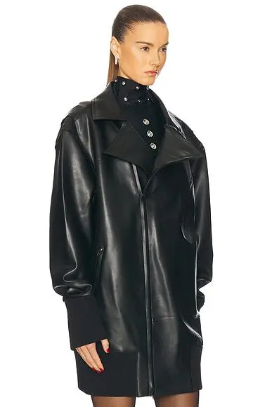 Norma Kamali Oversized Moto Jacket In Faux Leather