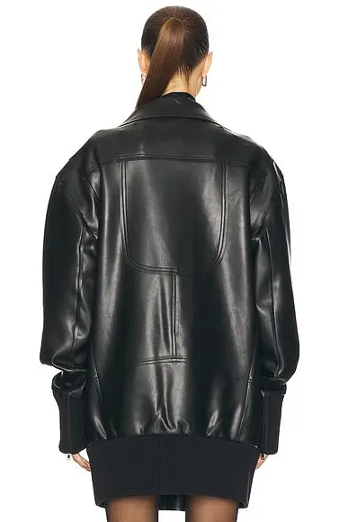 Norma Kamali Oversized Moto Jacket In Faux Leather