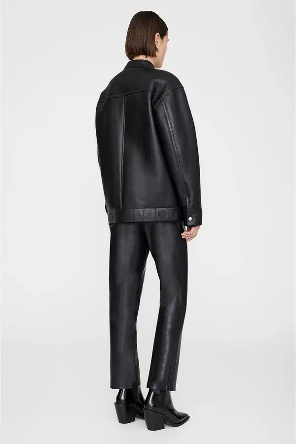 ANINE BING Henry Leather Jacket With Shearling