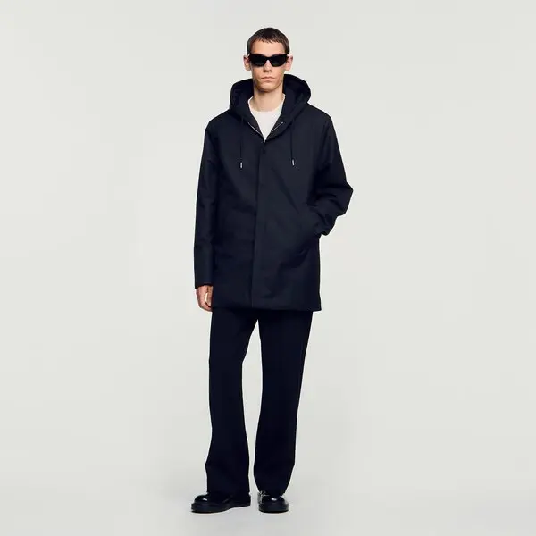 Sandro Quilted Zip-up Parka - Black