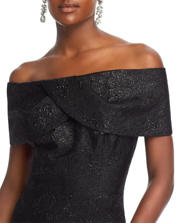 Rickie Freeman For Teri Jon Metallic Jacquard Gown