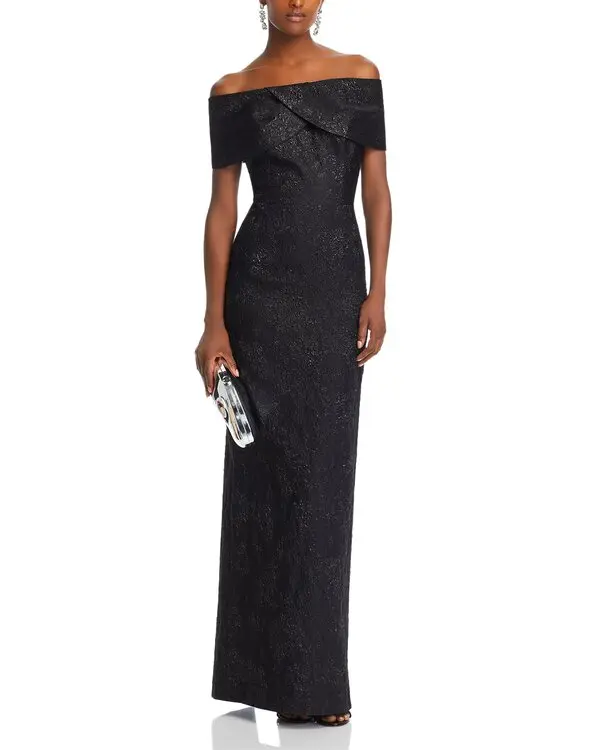 Rickie Freeman For Teri Jon Metallic Jacquard Gown