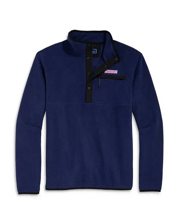 Vineyard Vines Harbor Fleece Quarter Snap Sweater - Forest