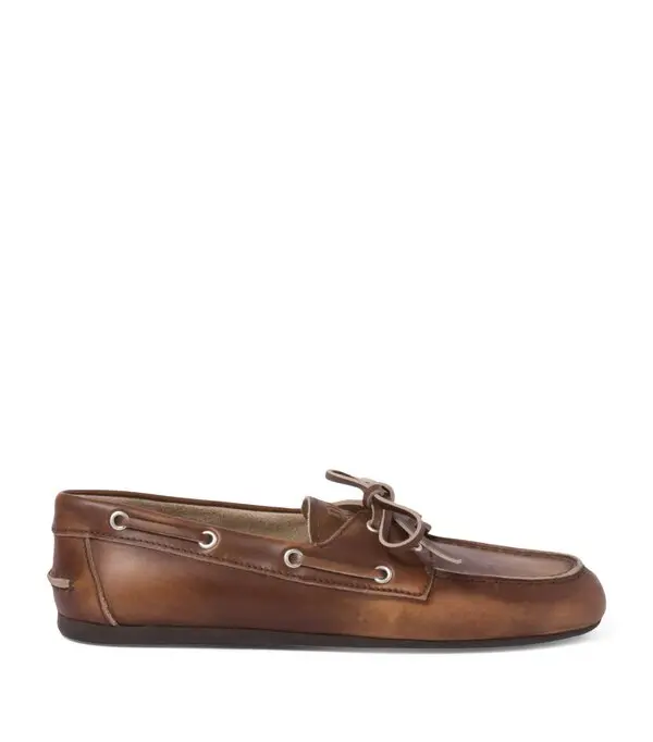 Miu Miu Bleached Leather Loafers - Brown