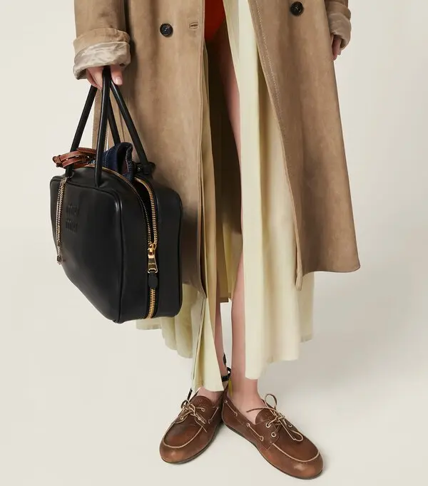 Miu Miu Bleached Leather Loafers - Brown