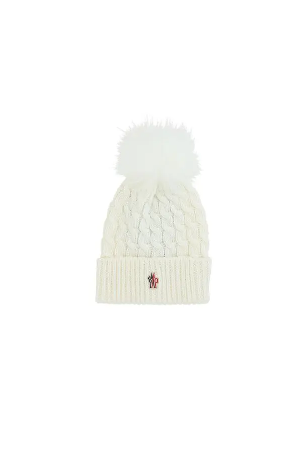 Moncler Ivory Ribbed Beanie Moncler Ribbed Knit Wool Beanie White – voilà.id main image 4