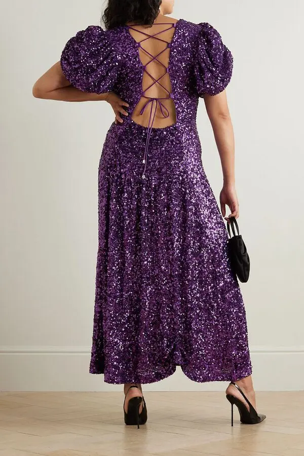 ROTATE BY BIRGER CHRISTENSEN Dawnty Sequined Tulle Midi Dress