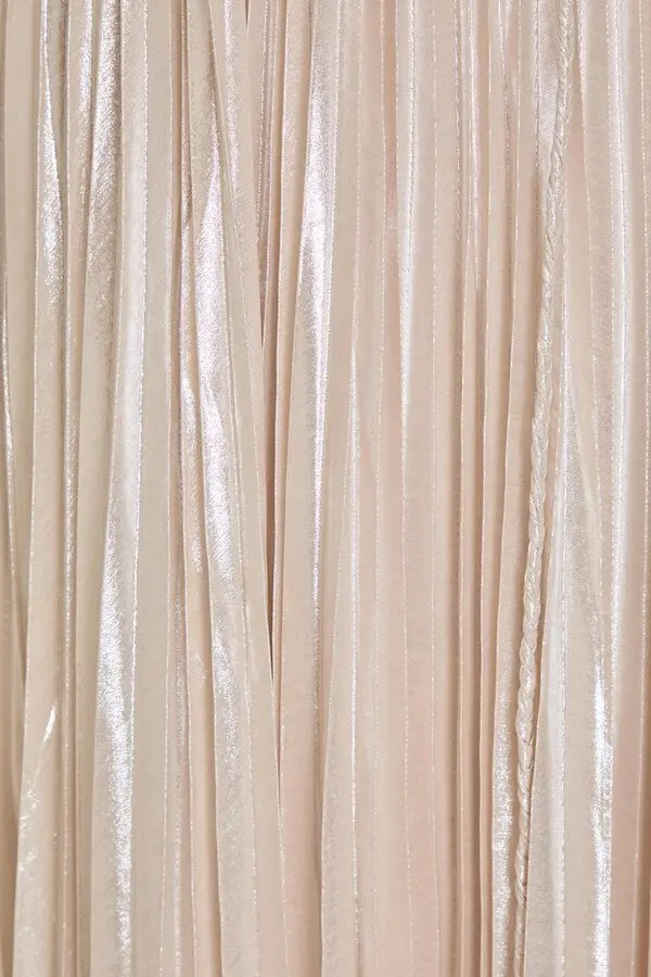 Halston Ace Pleated Metallic Chiffon Gown