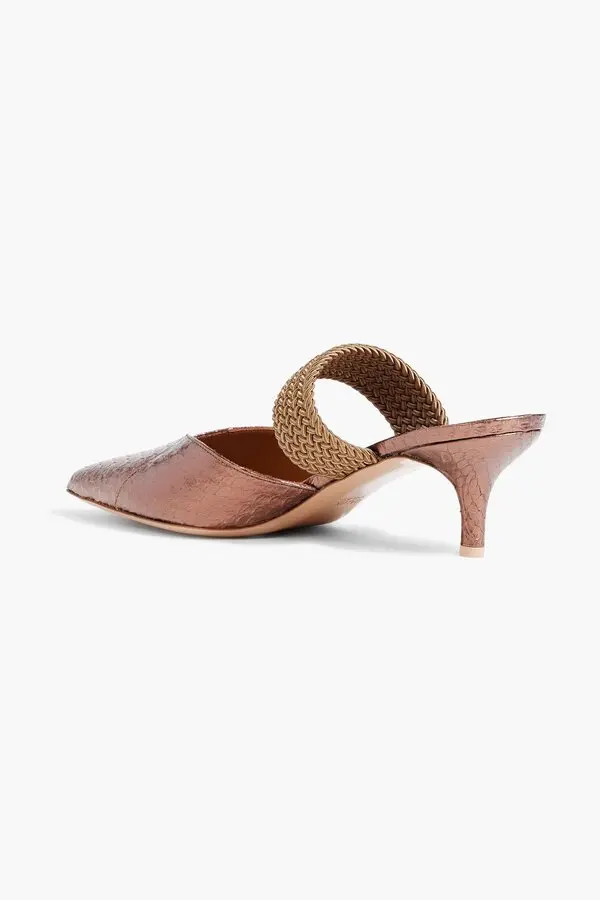 MALONE SOULIERS Maisie 45 Metallic Snake-effect Leather Mules