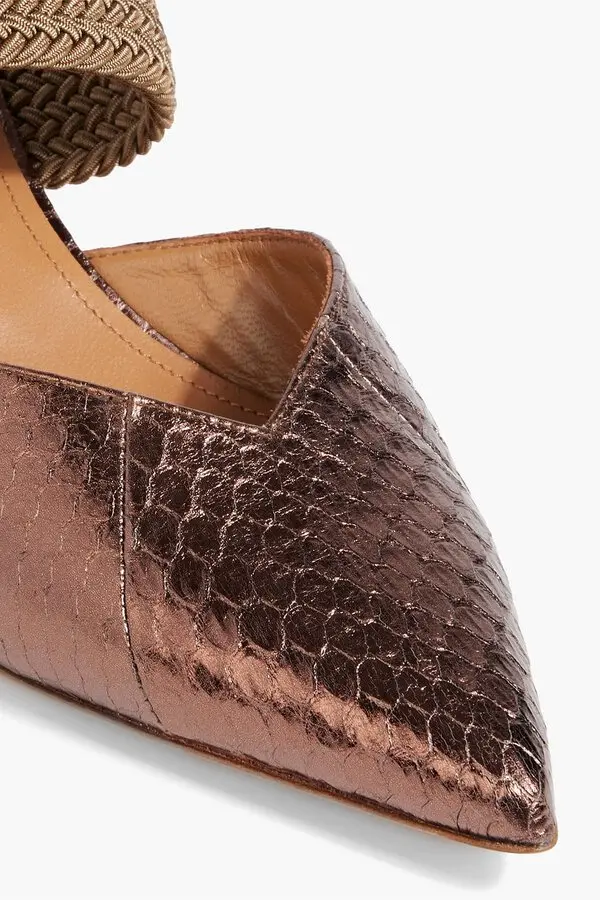 MALONE SOULIERS Maisie 45 Metallic Snake-effect Leather Mules