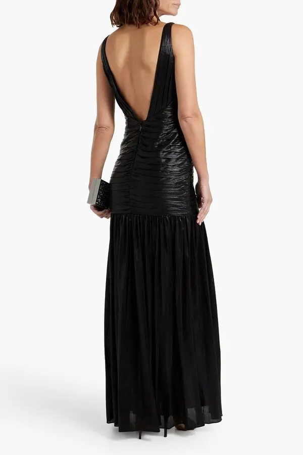 Retrofete Elsa Ruched Lamé Gown