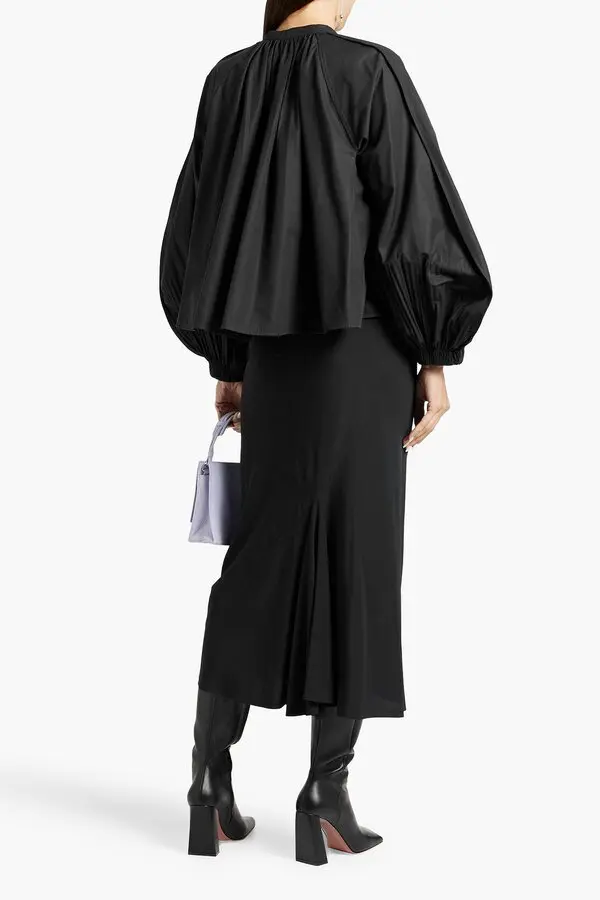 JIL SANDER Pleated Cotton-poplin Blouse