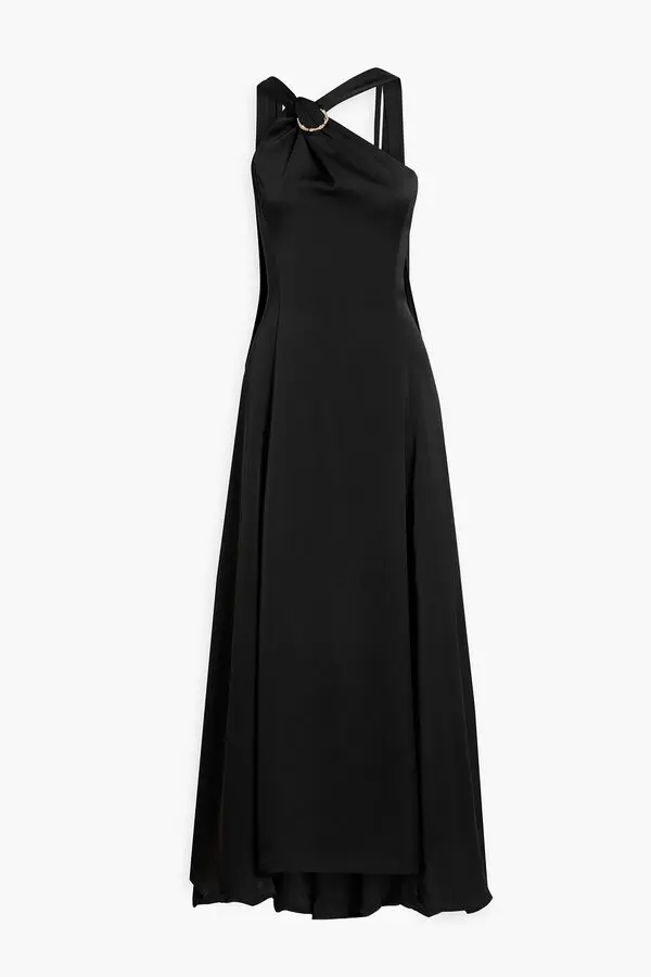 Halston Embellished Draped Satin Gown