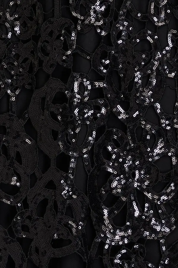 Marchesa Sequined Guipure Lace Midi Dress