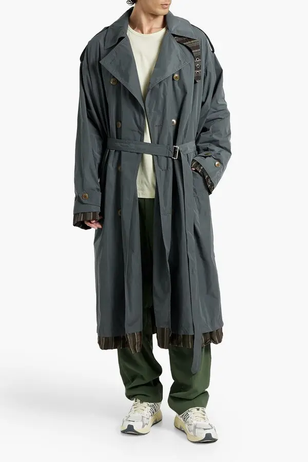 Acne Studios Double-Breasted Shell Trench Coat In Anthracite - 65