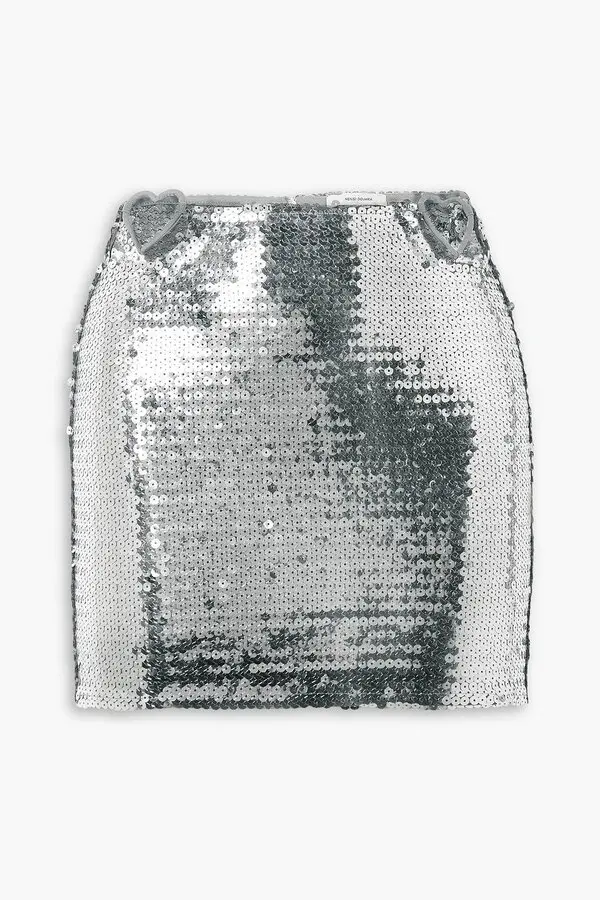 NENSI DOJAKA Embellished Cutout Sequined Tulle Mini Skirt