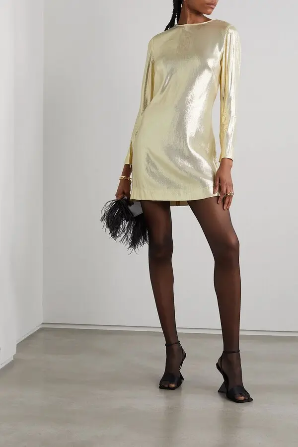 Beare Park Metallic Silk-Blend Lam Mini Dress In Gold - 75% Off |  Editorialist