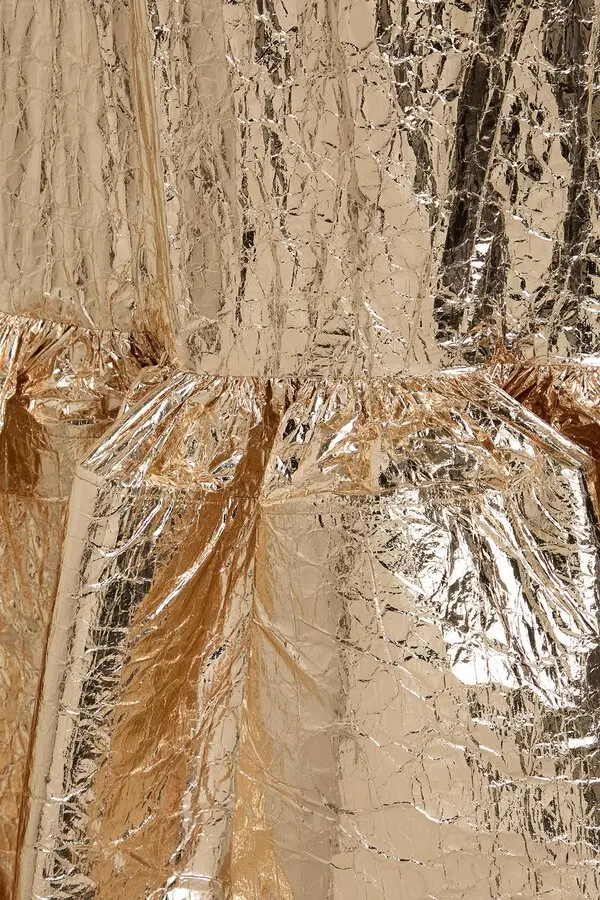 Zimmermann Crinkled Metallic Woven Mini Dress
