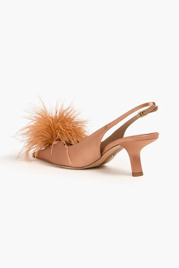 Sam Edelman Bianka Feather-trimmed Slingback Pumps
