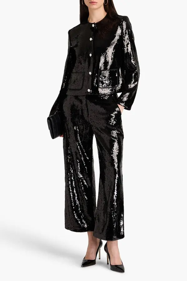 Theory Sequined Straight-leg Crepe Pants
