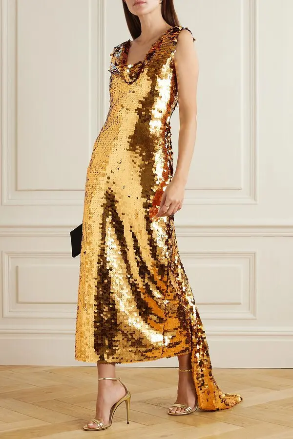 Emilia Wickstead Jacira Sequined Tulle Maxi Dress In Gold - 55% Off |  Editorialist