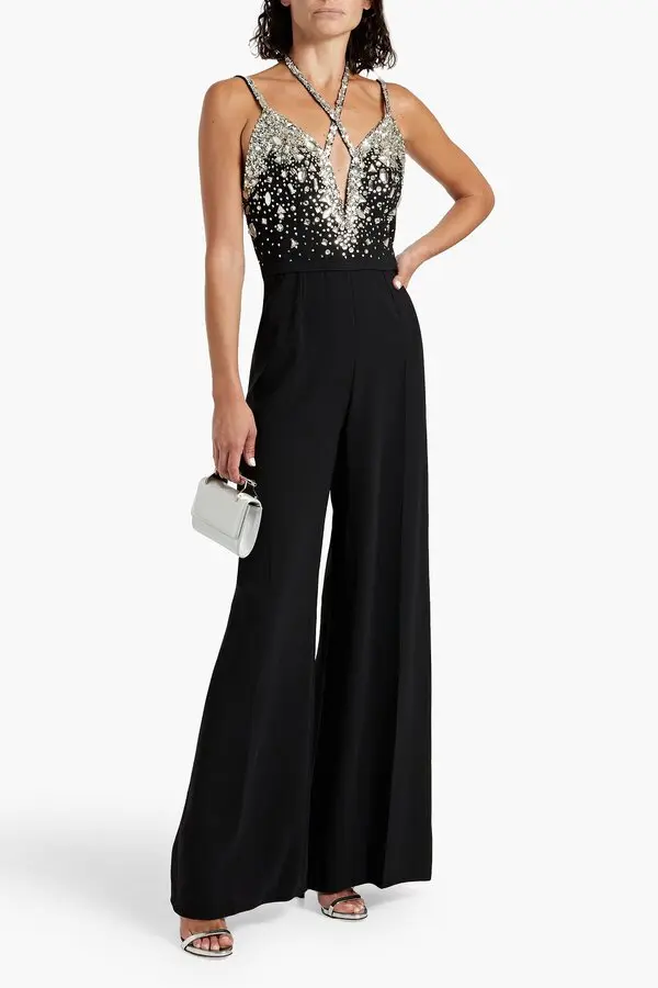Zuhair Murad Embellished Crepe Wide-leg Jumpsuit
