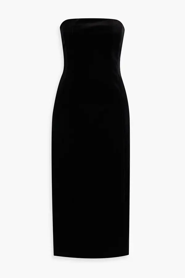 A.L.C. Elizabeth Strapless Velvet Midi Dress In Black - 65% Off |  Editorialist