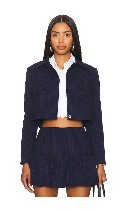 Amanda Uprichard Sanders Jacket Pinstripe - Navy