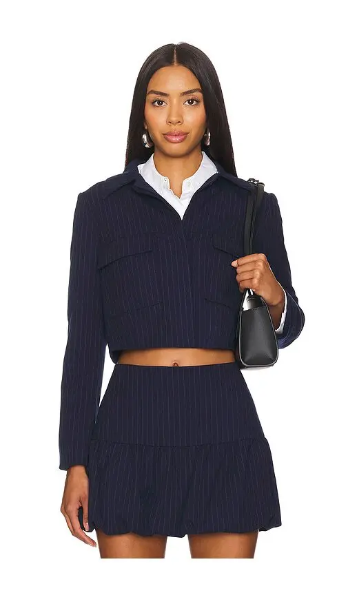 Amanda Uprichard Sanders Jacket Pinstripe - Navy