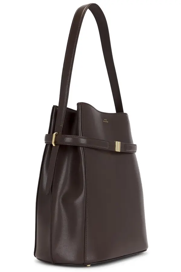 TOTEME Belted Leather Bucket Bag - Bark