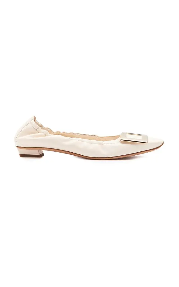 ROGER VIVIER Belle Vivier Leather Flats - White