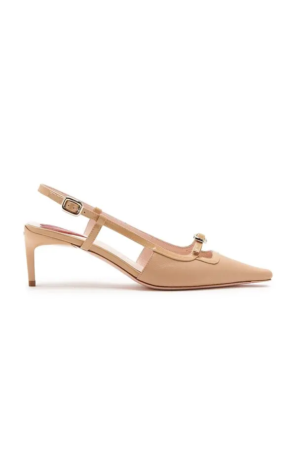 ROGER VIVIER Leather Slingback Pumps - Tan