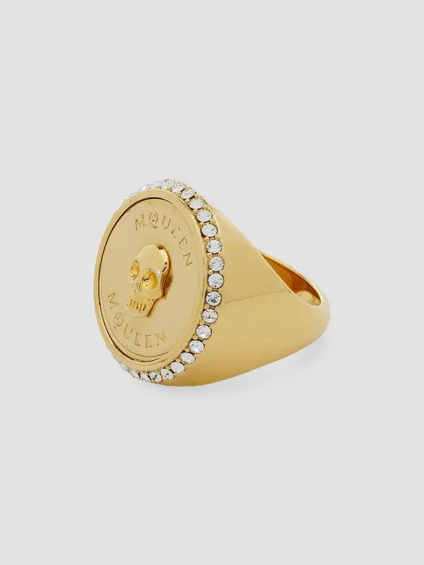 Alexander McQueen Goldtone & Crystal Skull Signet Ring