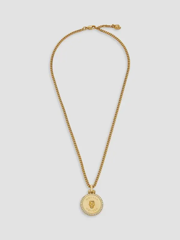 Alexander McQueen Goldtone & Crystal Skull Medallion Necklace