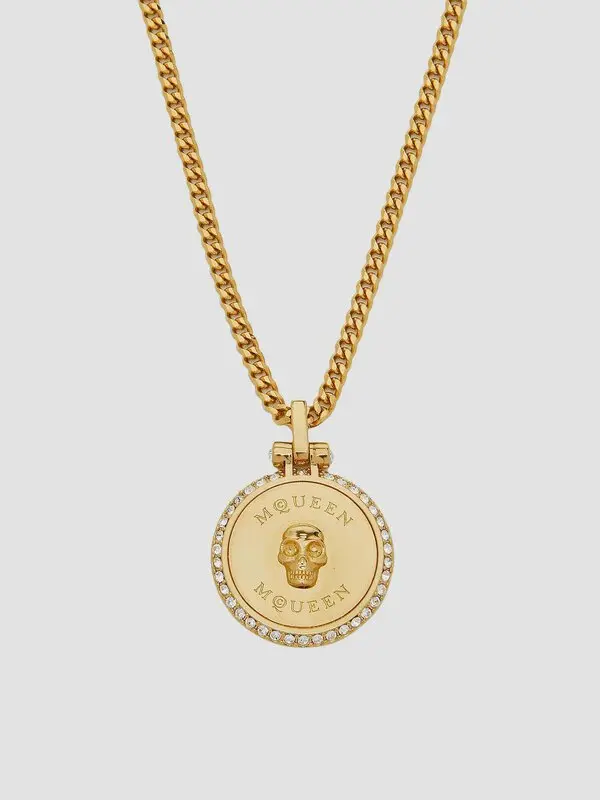 Alexander McQueen Goldtone & Crystal Skull Medallion Necklace