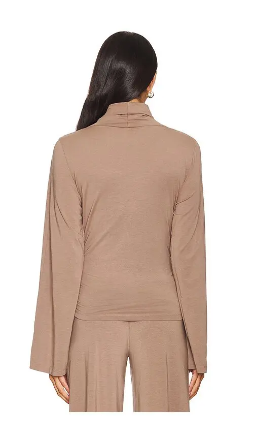BOBI Long Sleeve Top With Bell Sleeves And Ruching