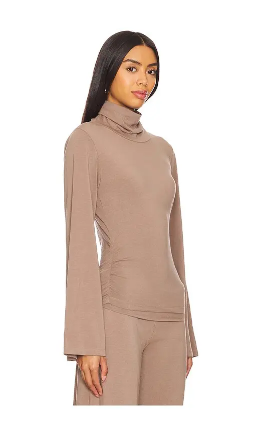 BOBI Long Sleeve Turtleneck Top With Bell Sleeves