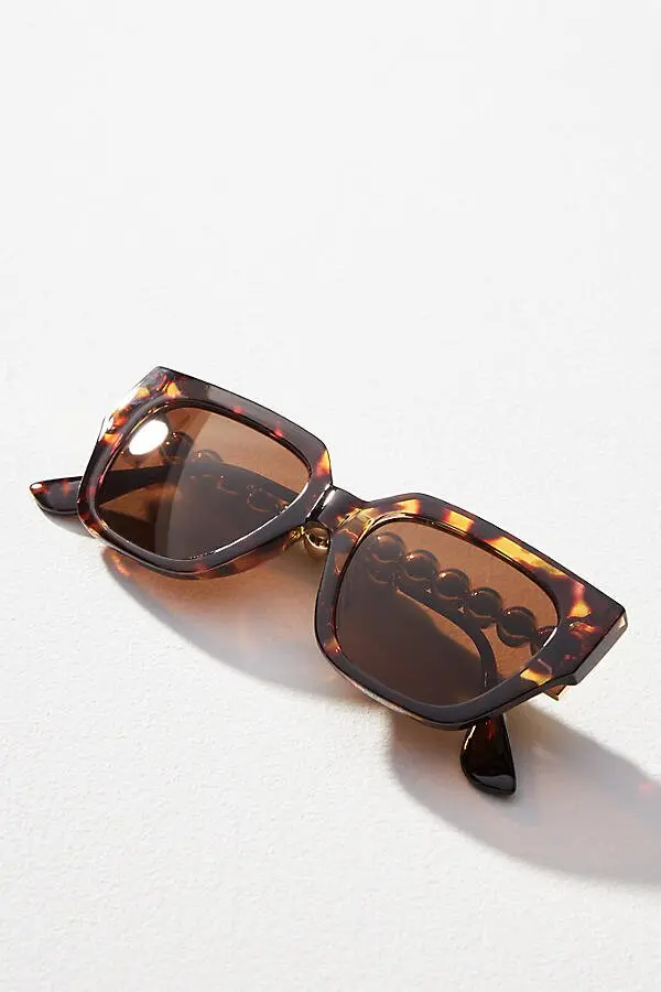 Anthropologie Beaded Square Sunglasses In Brown - 27% Off 