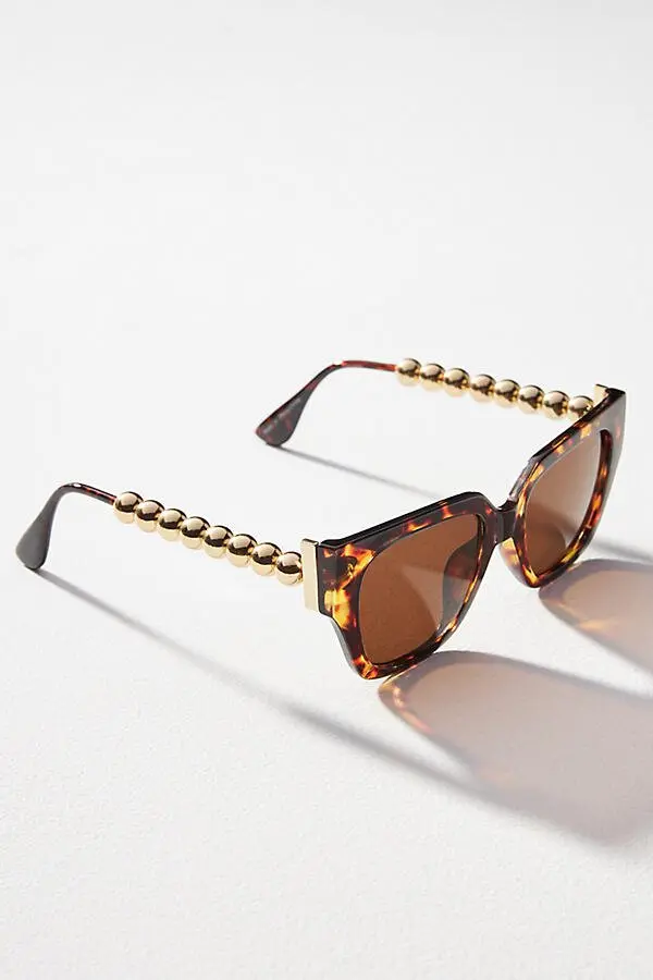 Anthropologie Beaded Square Sunglasses In Brown - 27% Off  display picture 1