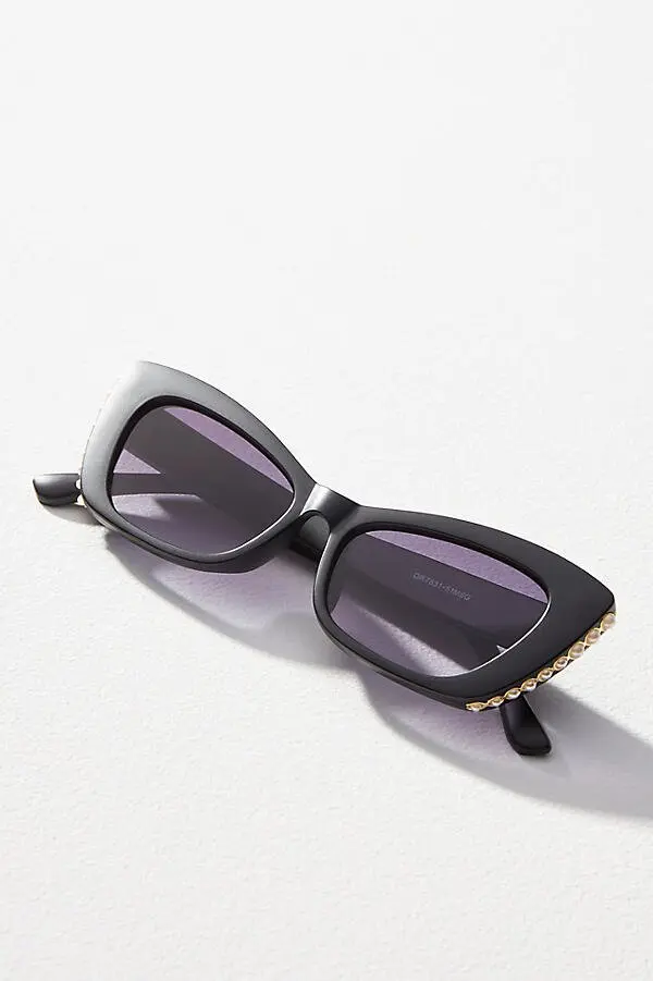 Anthropologie Pearl-Embellished Cat-Eye Sunglasses In Black 