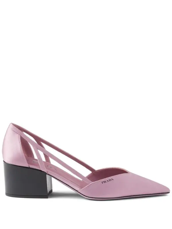 Prada 55mm Satin Cut-out Pumps - Pink