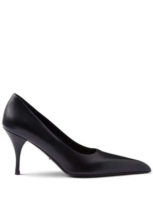 Prada Leather Pointed Toe Pumps - Black